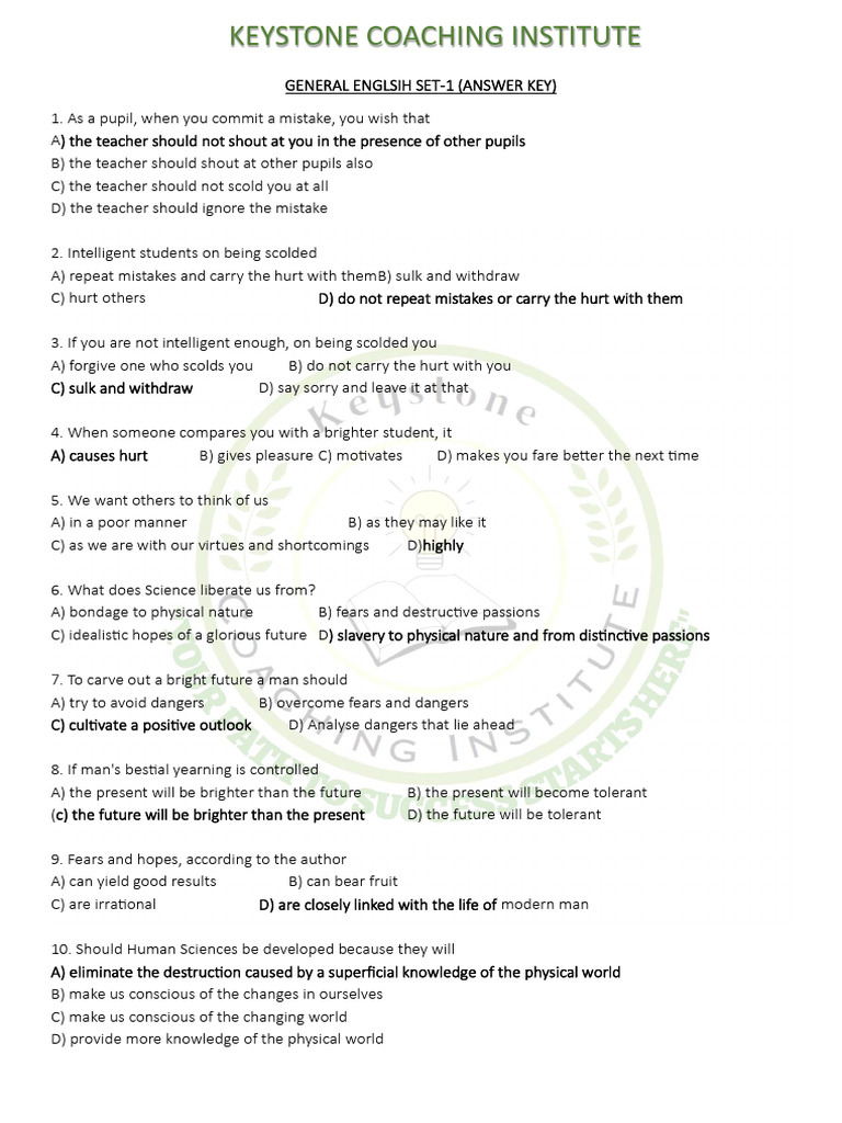GE Answer Key-1 | PDF | Motivation | Motivational