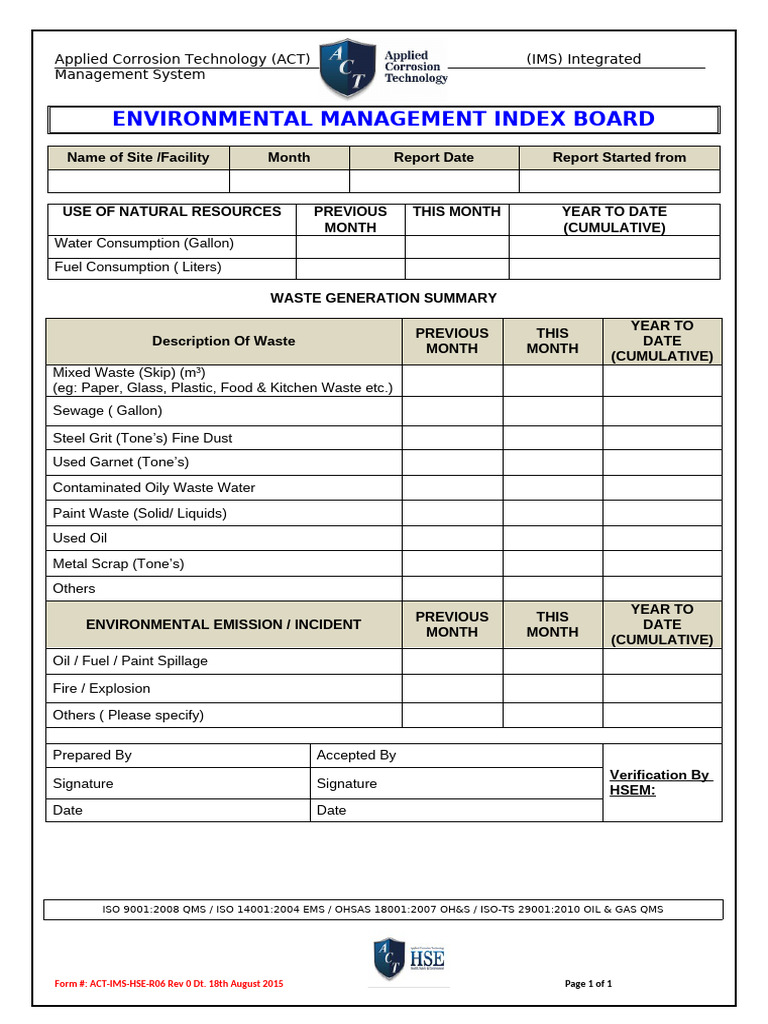 ACT-IMS-HSE-R06 Rev 0 Dt. 18th August 2015 Environmental Management ...