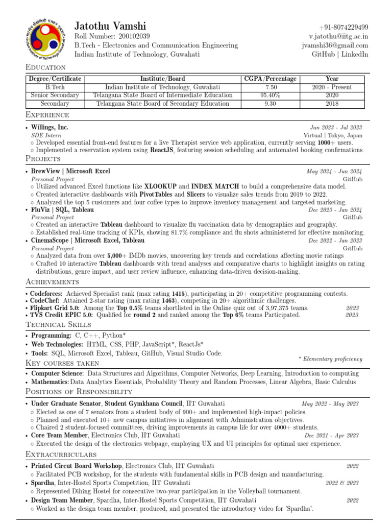 Jatothu Vamshi - Non - Tech | PDF | Computing | Information Technology