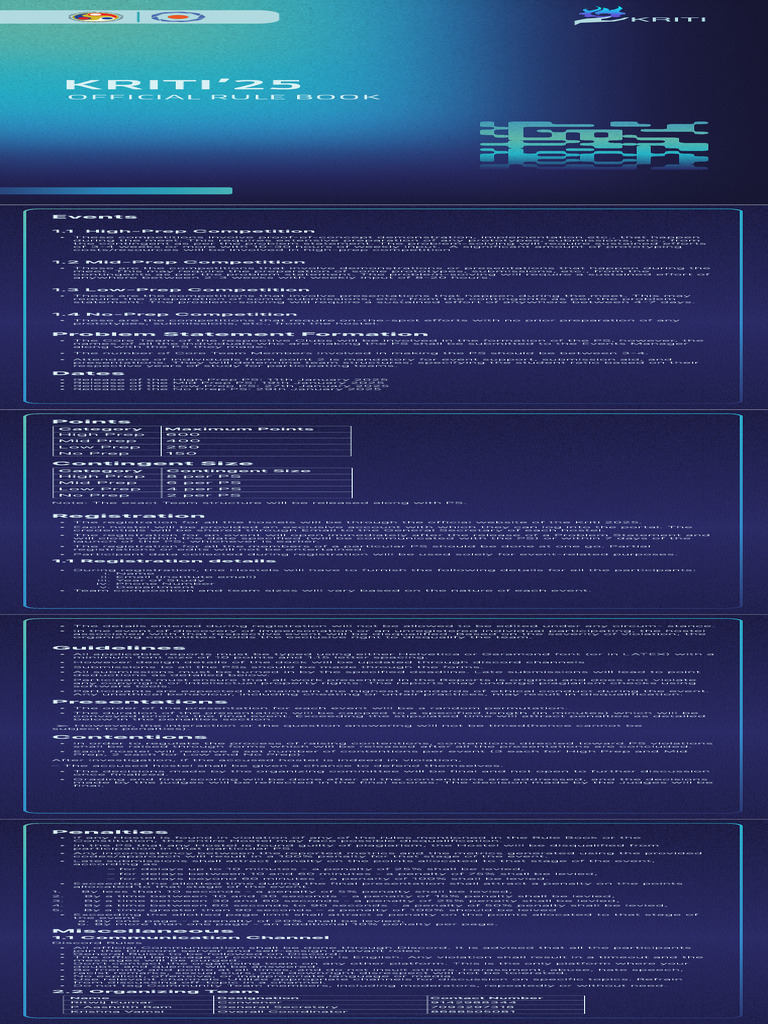 Kriti'25 Official Rule Book Overview | PDF