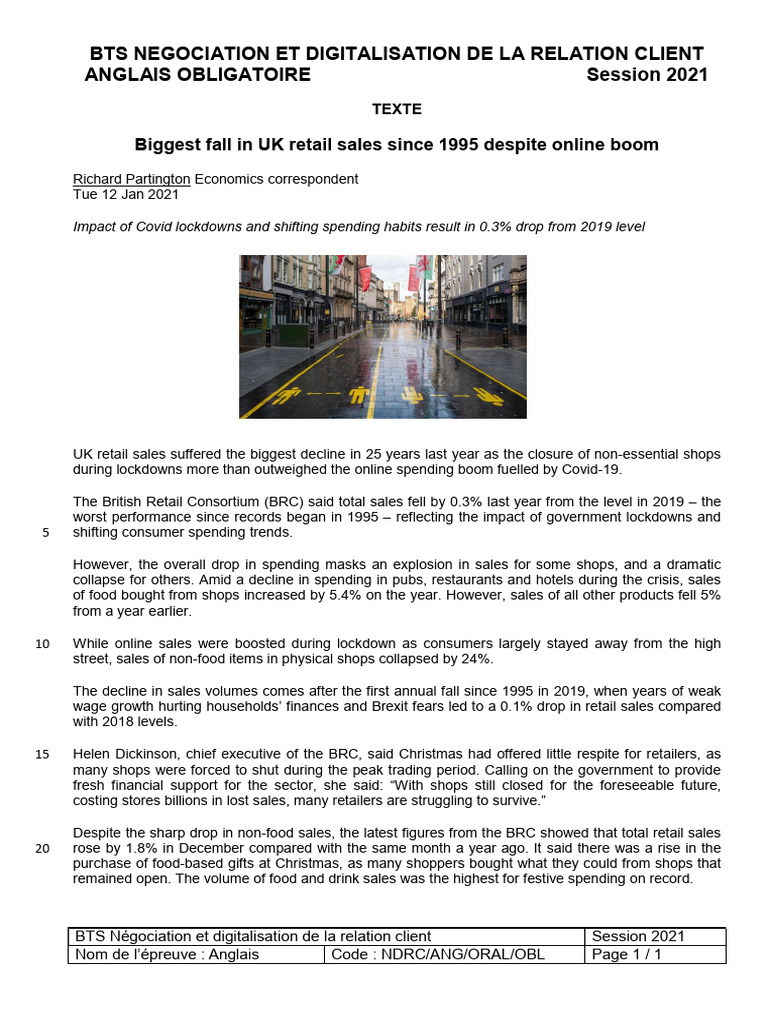 17.fall in UK Retail Sales | PDF | Retail | Economies