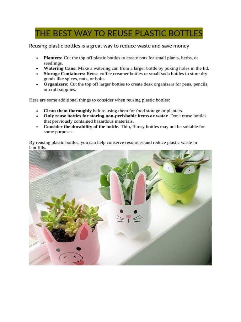 The Best Way To Reuse Plastic Bottles | PDF