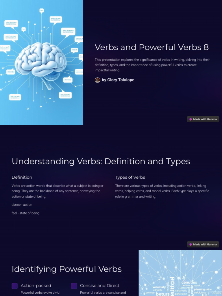 Verbs and Powerful Verbs 8 | PDF | Verb | Linguistics