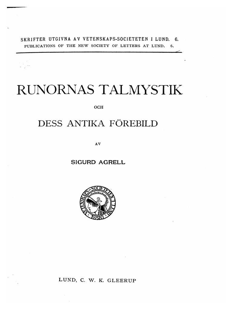 Sigurd Agrell - Runornas Talmystik Och Dess Antika Förebild | PDF