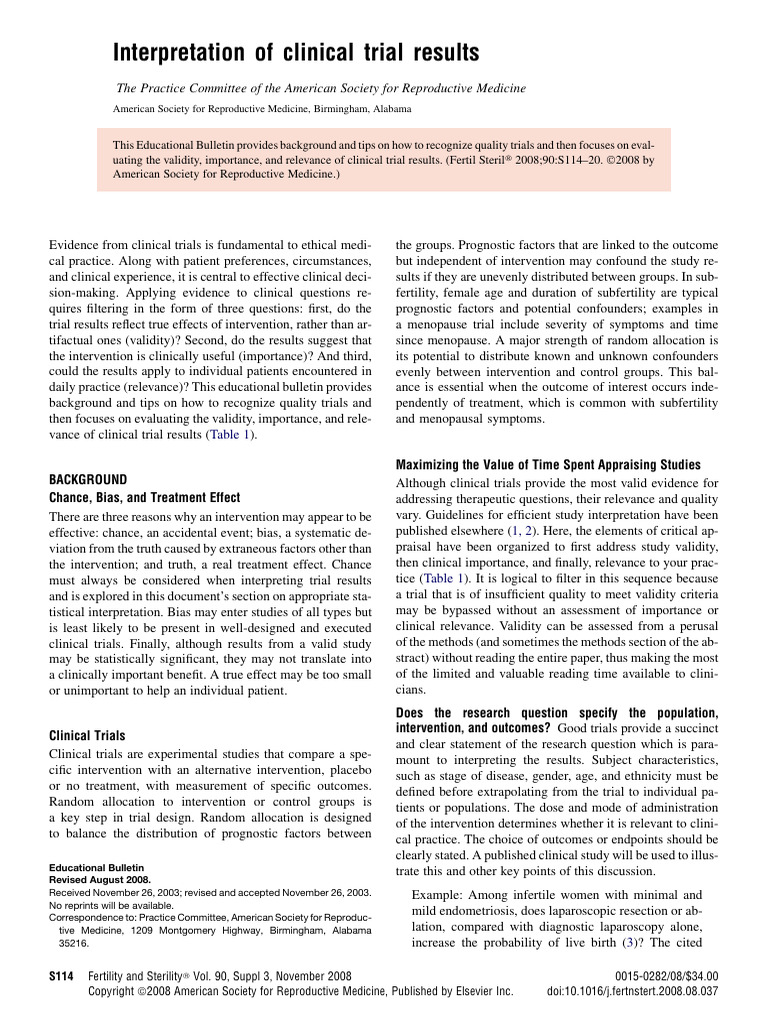 Interpretation of Clinical Trials | PDF | Relative Risk | Clinical Trial