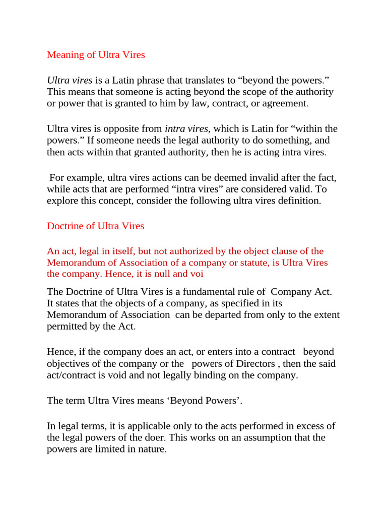 CL-4 Doctrine of Ultra Vires-1 | PDF | Loans | Private Law