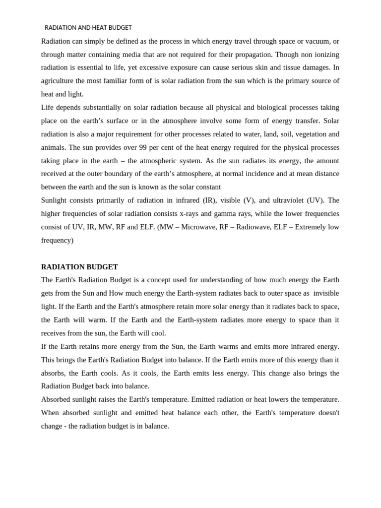 Radiation Balance | PDF | Greenhouse Effect | Radiation