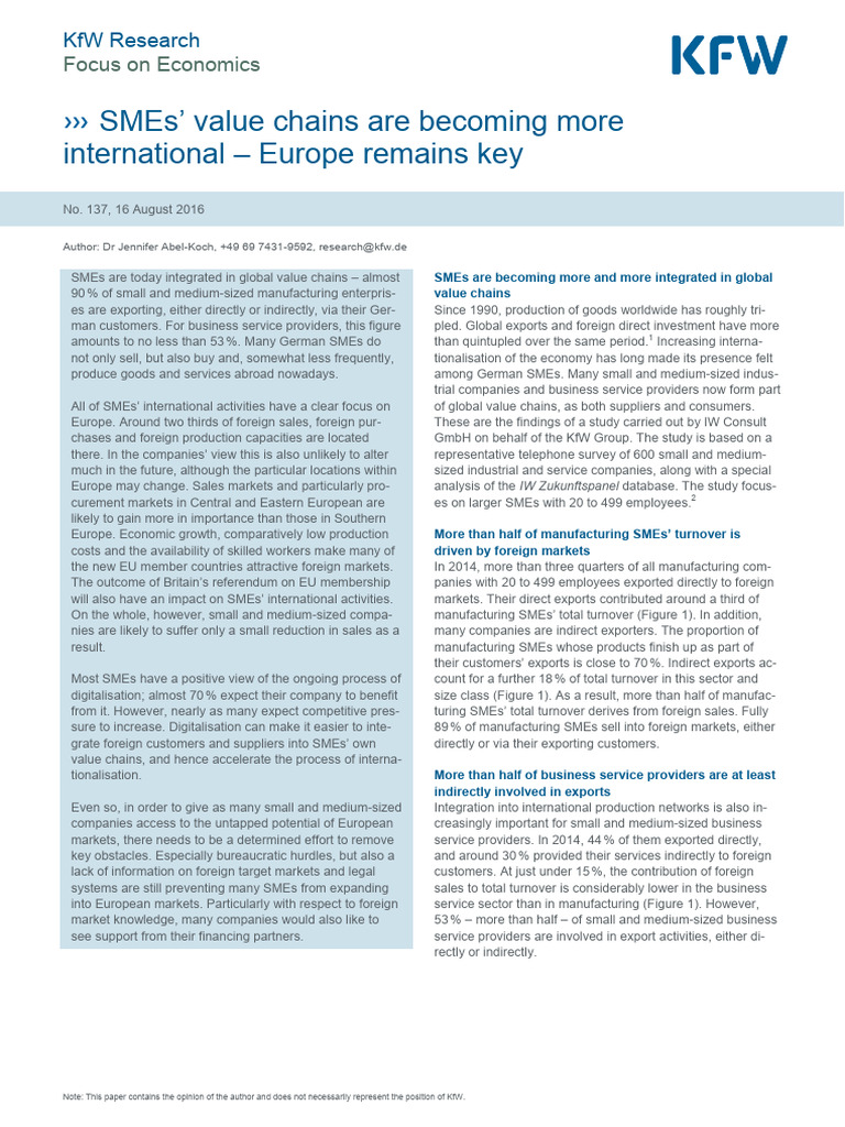 SME Value Chain Are Becoming More International | PDF | Small And ...