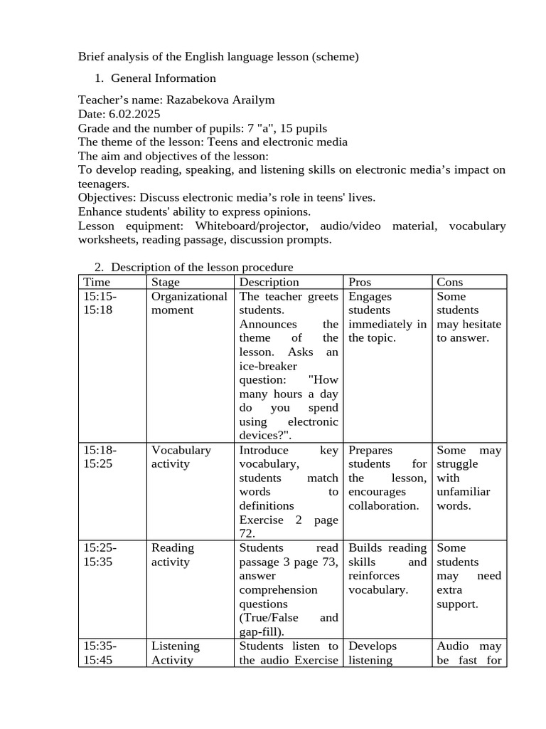 Brief Analysis (Student3) | PDF | Reading Comprehension | Vocabulary