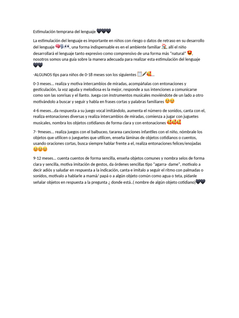 Estimulación Temprana Del Lenguaje | PDF