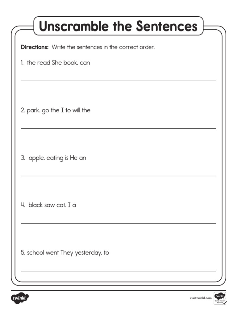 Unscramble The Sentences Activity | PDF