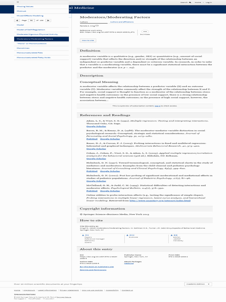 Moderators - Moderating Factors - SpringerLink | PDF