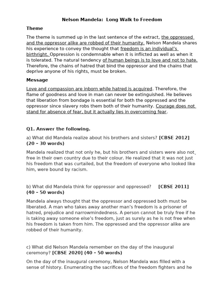 Nelson Mandela - notes | PDF | Nelson Mandela