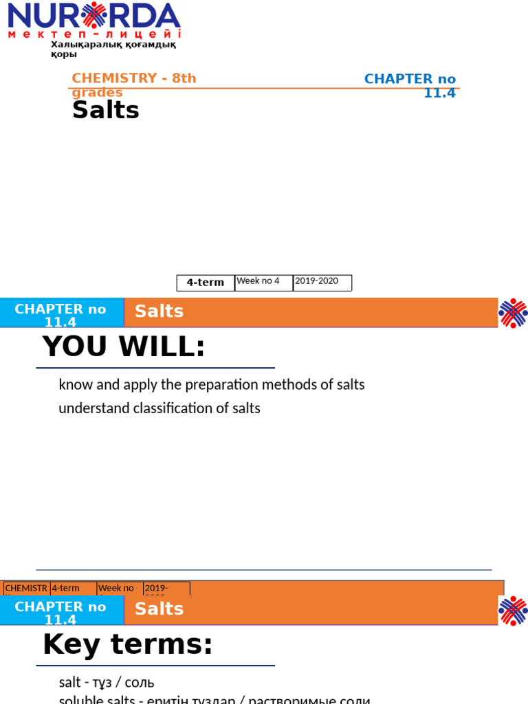 8 Grades, Chapter 11.4 Salts | PDF | Salt (Chemistry) | Hydroxide