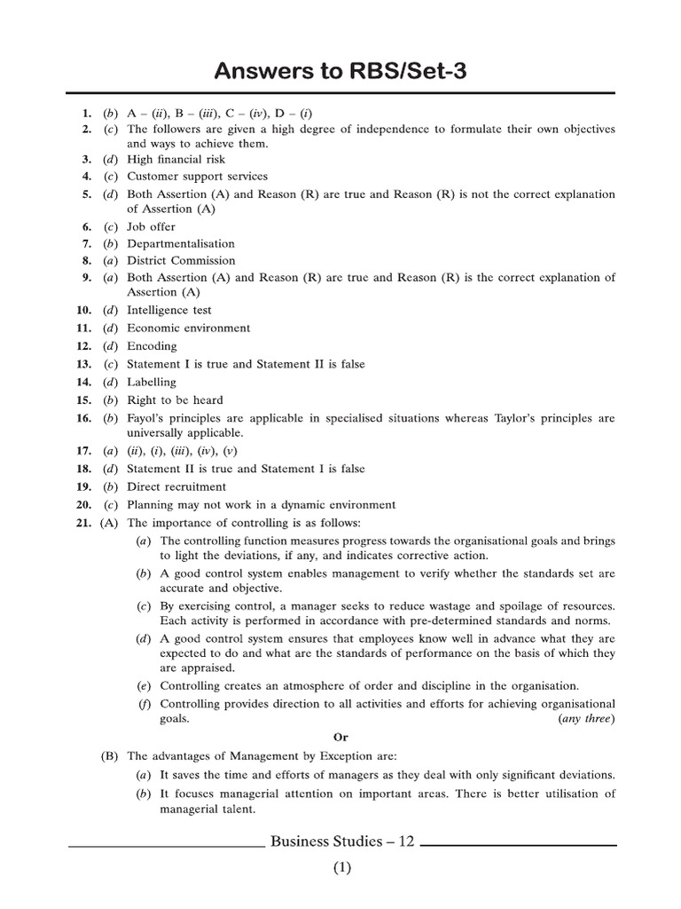 Business Studies Set3 | PDF