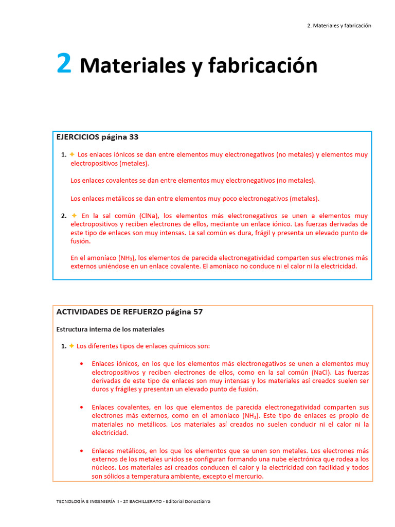 UD02 Solucionario Tecn e Ing II Reimpr 2024 | PDF | Enlace químico ...