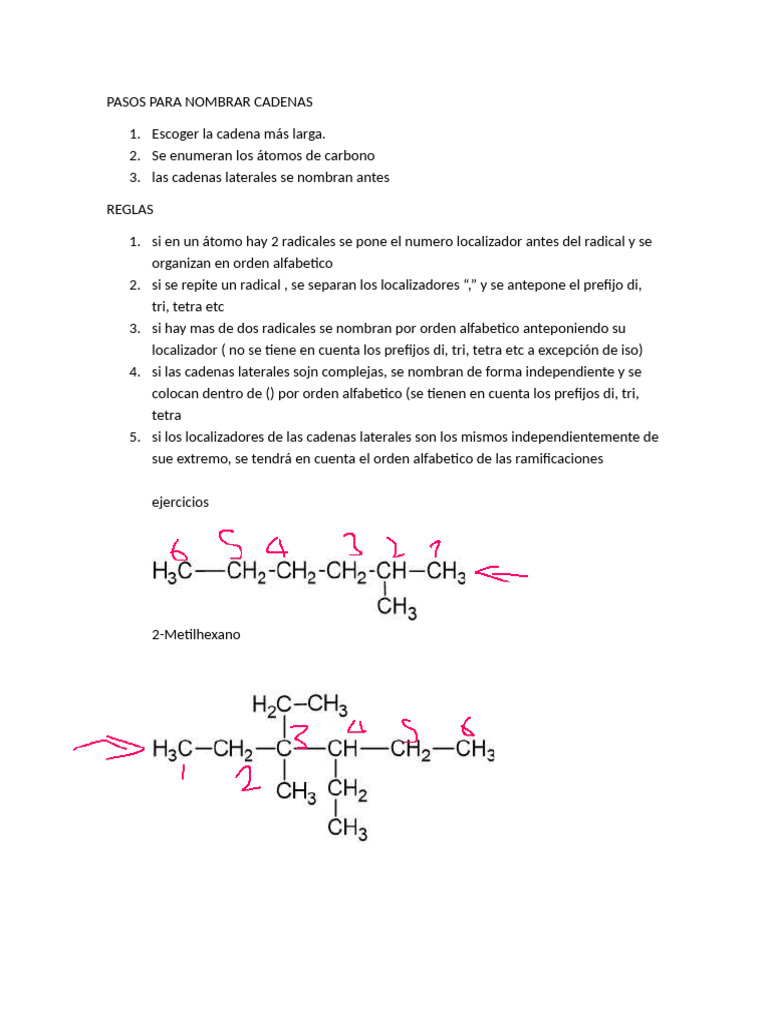 Pasos Para Nombrar Cadenas | PDF