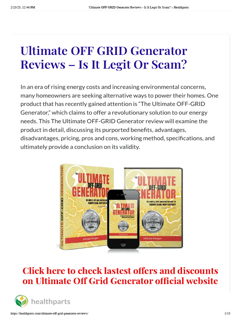 Ultimate OFF GRID Generator Reviews | PDF | Off The Grid | Electrical Grid