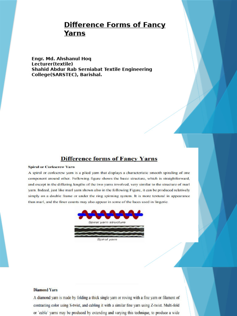 Types of Fancy Yarns Explained | PDF | Yarn | Woven Fabrics
