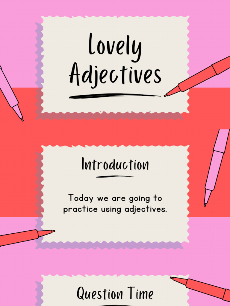 Lovely Adjectives Presentation in Pink Red Illustrative Style.pdf | PDF