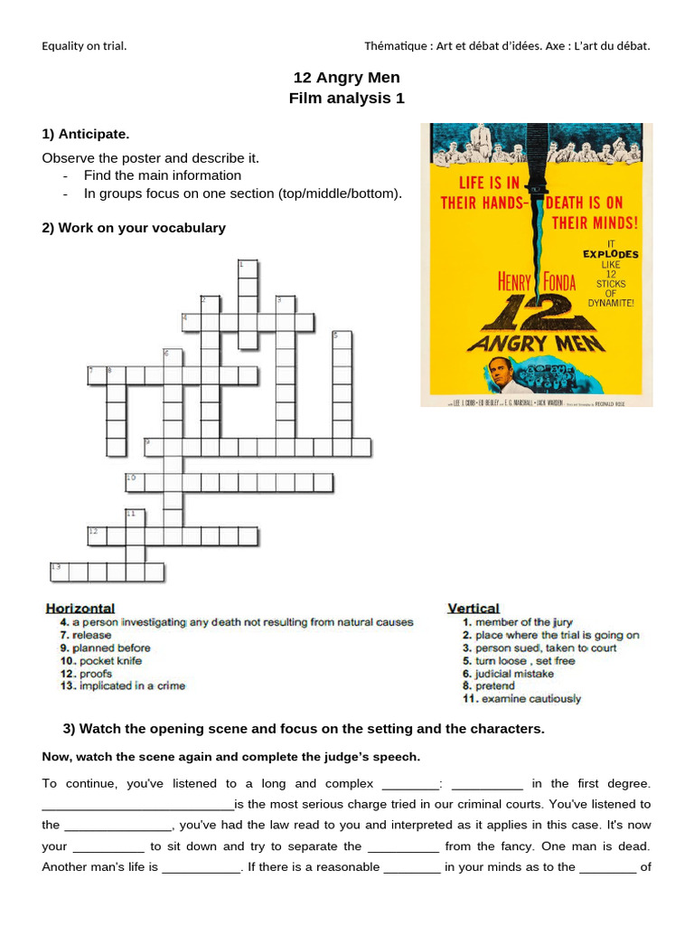 12 Angry Men - Film Analysis 1 | PDF | Common Law | Crimes