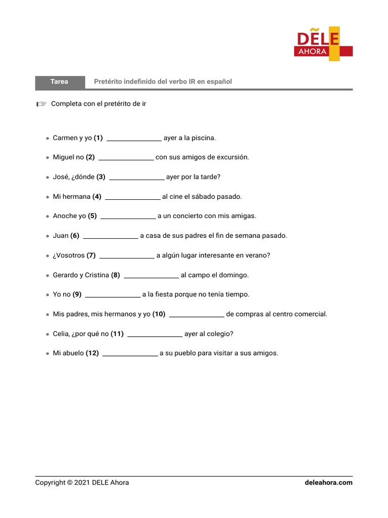 Preterito Indefinido Del Verbo Ir en Espanol | PDF