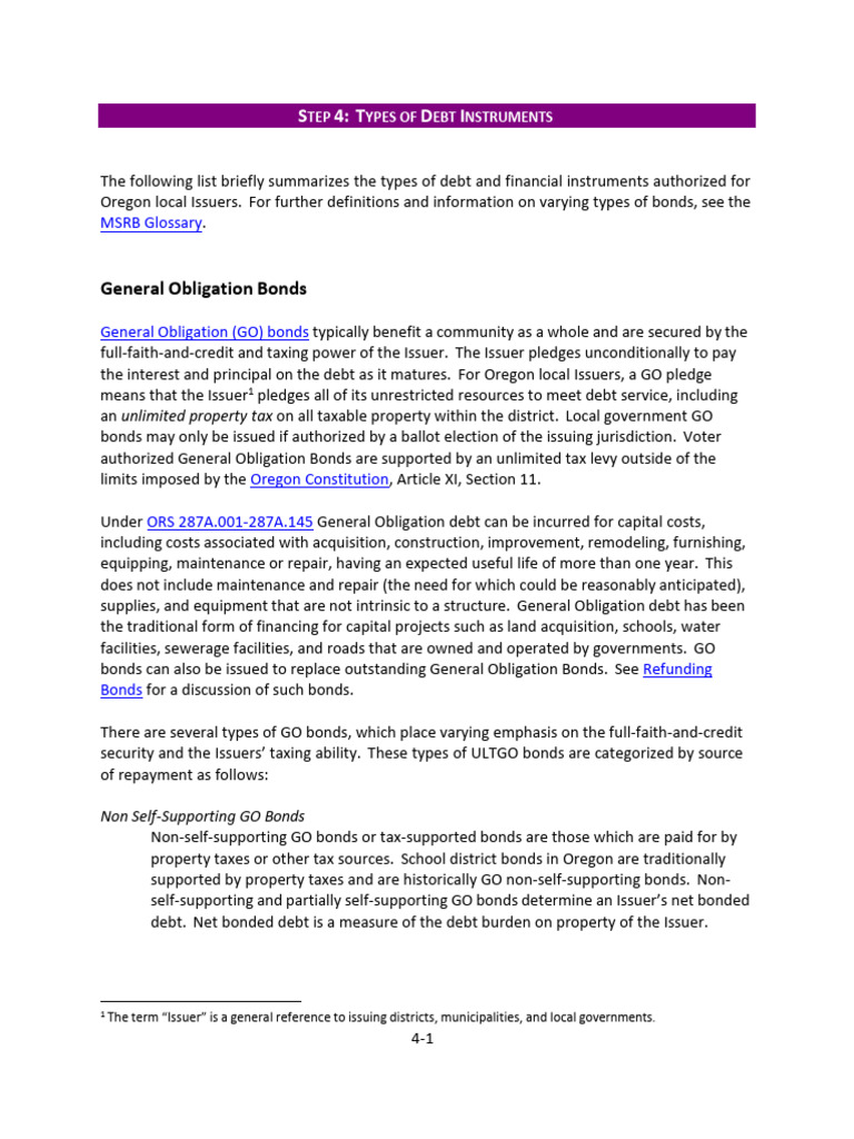 Types of Debt Instruments in Oregon | PDF | Bonds (Finance) | Debt