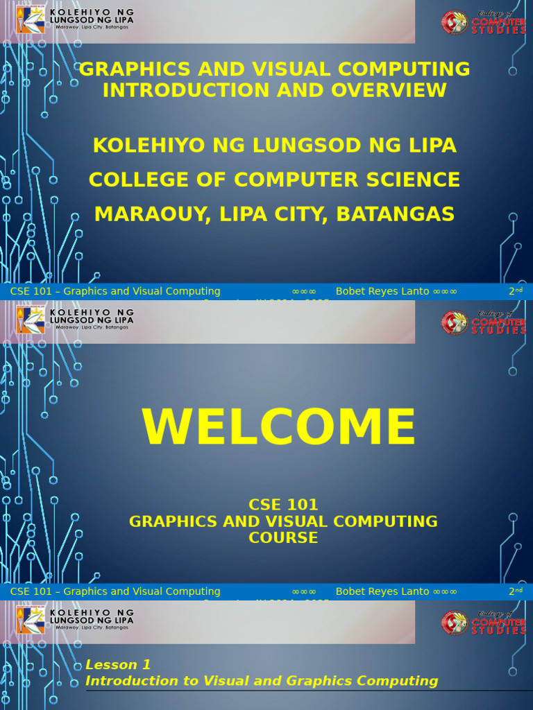 Lesson 1 on CSE 101 Graphics and Visual Computing | PDF | Graphics | Computer Graphics