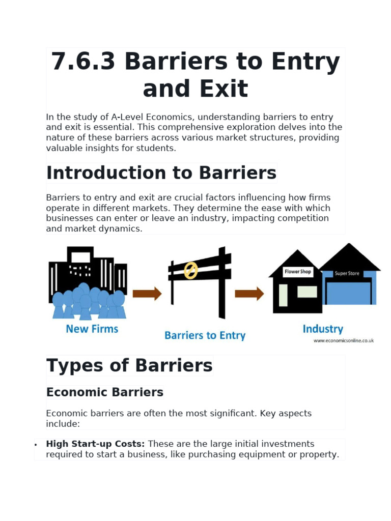 Barriers To Entry and Exit | PDF | Monopoly | Perfect Competition