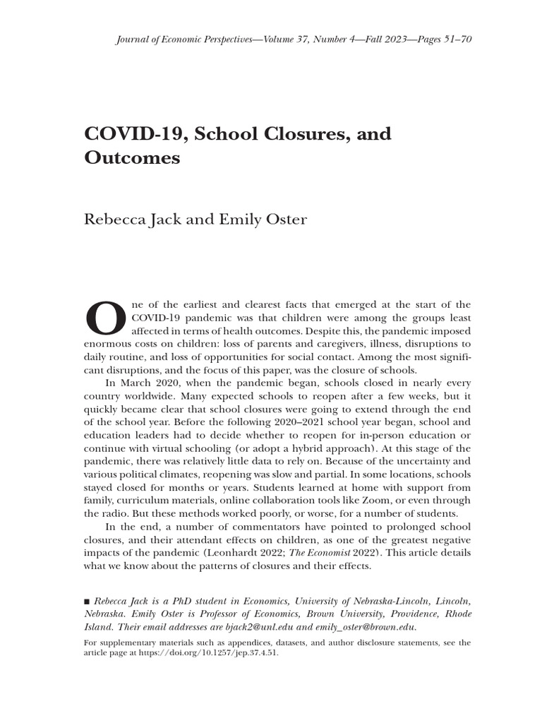 COVID-19 School Closures Impact | PDF | Emergency Management | National ...