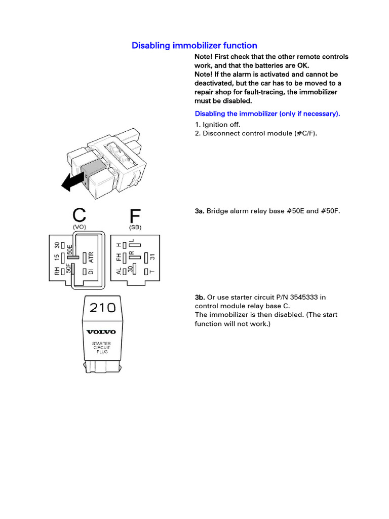 Volvo Guard II - Disabling Immobilizer Function | PDF