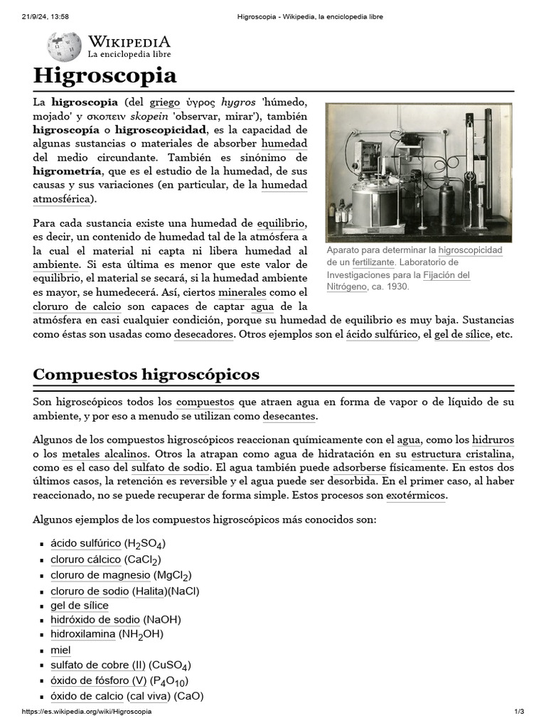 Higroscopicidad y su Medición en Fertilizantes | PDF | Sustancias ...
