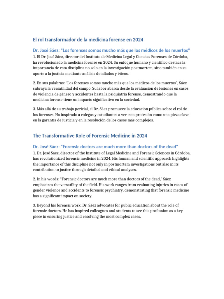 DR Jose Saez Forensic Medicine | PDF