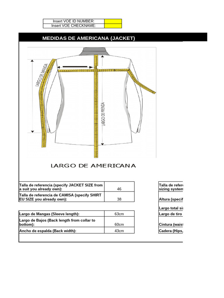 Template for Pilot Suit Sizes | PDF