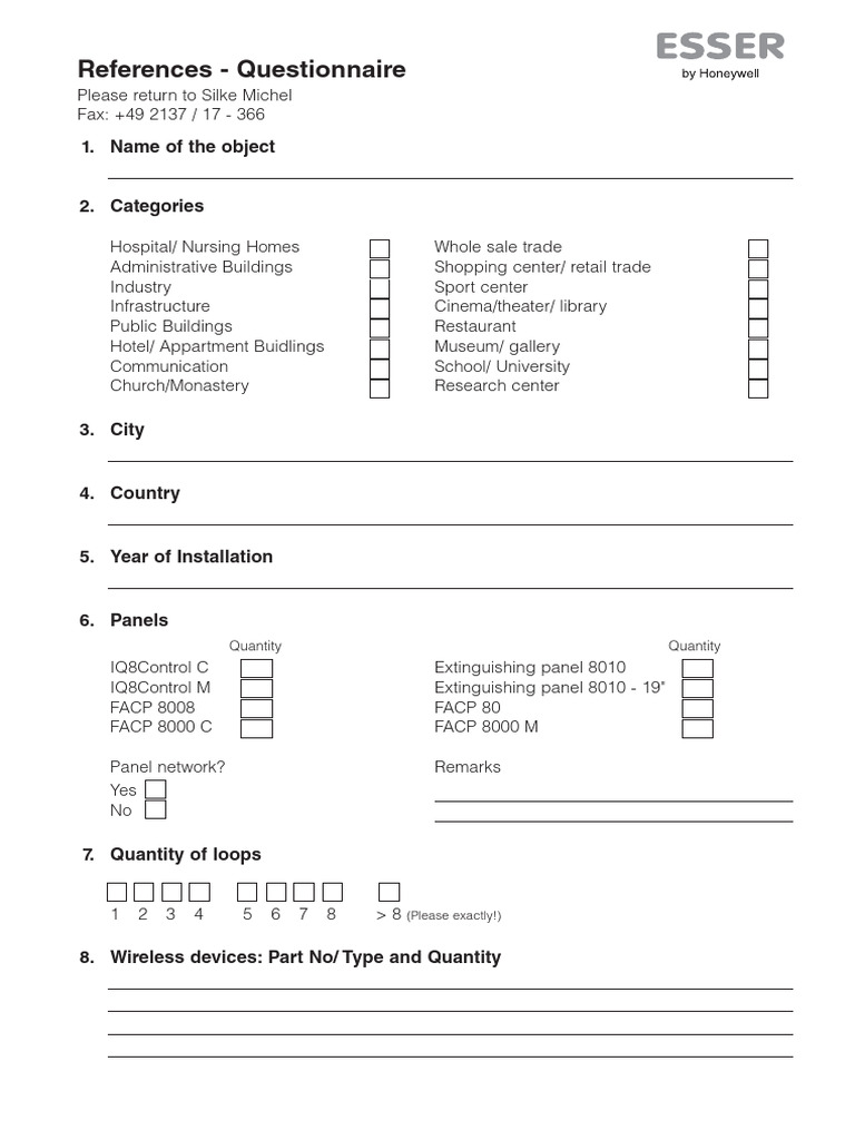 Questionnaire References Esser by Honeywell | PDF