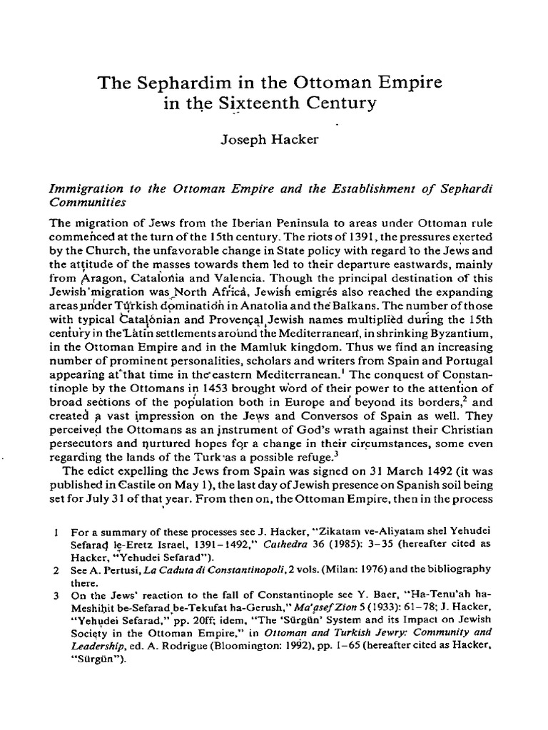 Joseph R Hacker The Sephardim in The Ott | PDF