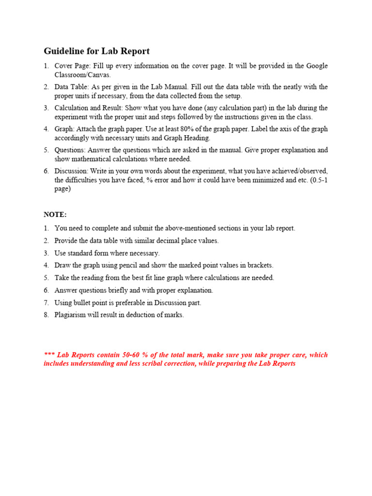 Lab Report Guidelines and Requirements | PDF