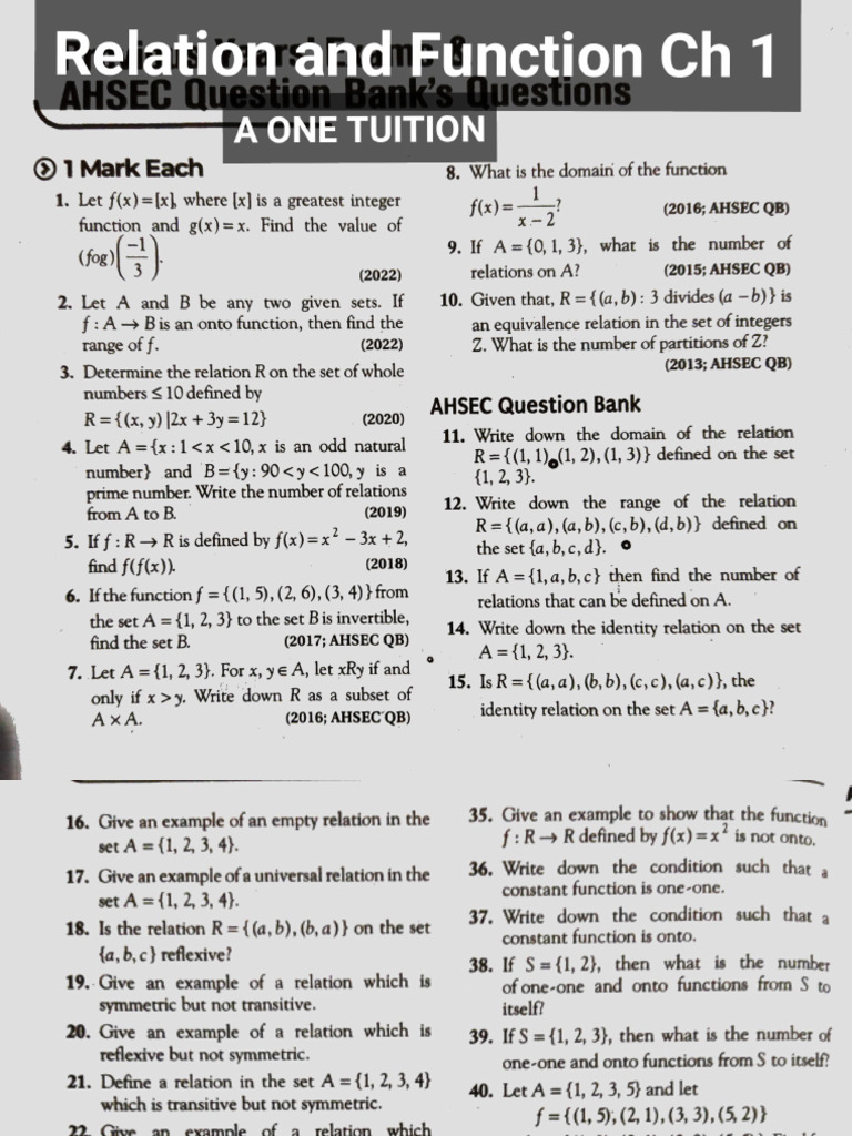 RELATION AND FUNCTION (CHAPTER 1) | PDF | Function (Mathematics) | Mathematical Relations