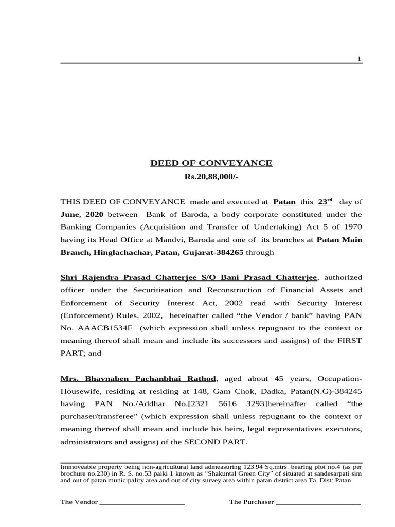 Deed of Conveyance for Patan Property | PDF | Mortgage Law | Securitization