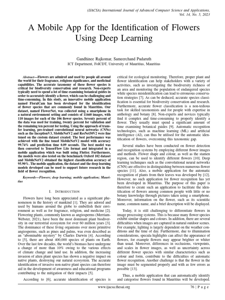 A Mobile App For The Identification of F | PDF | Image Segmentation | Deep Learning