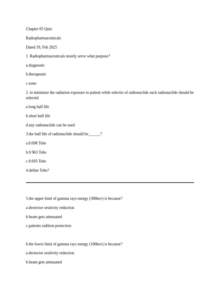 Chapter 05 Quiz-WPS Office 1 | PDF | Ionizing Radiation | Gamma Ray
