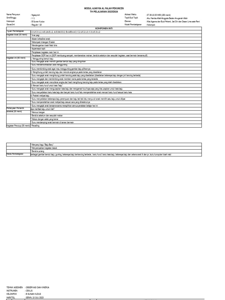 Contoh Format Modul Ajar Dan Asesmen | PDF