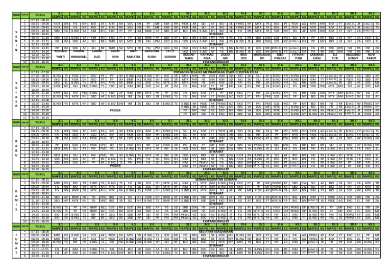 Roster Pelajaran 1 Lembar Sem. Genap Tp. 2024-2025 | PDF
