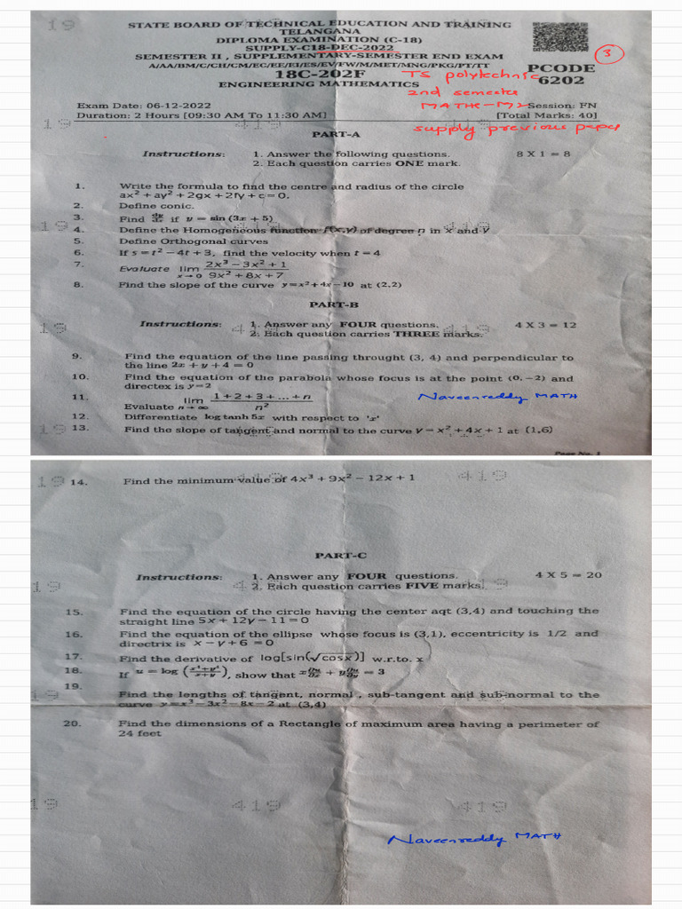 Maths m2 Supply Previous Papers - 230625 - 161647 | PDF