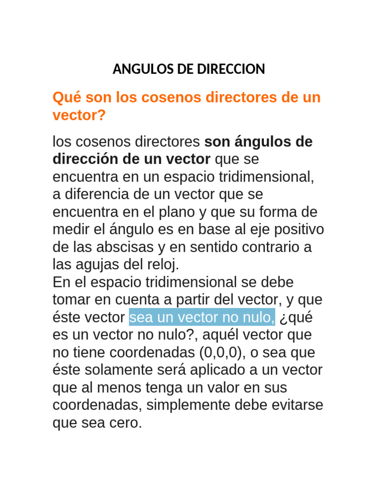Cosenos Directores y Vectores en 3D | PDF | Perpendicular | Geometria ...
