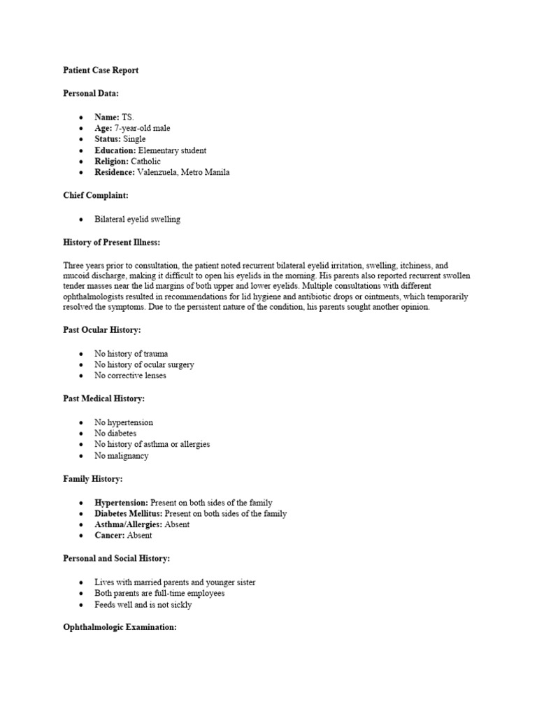 Patient Case Report | PDF | Medical Specialties | Ophthalmology