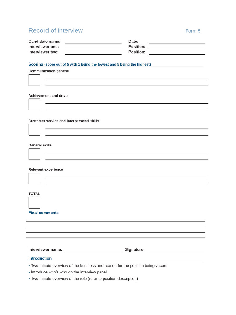 Record of Interview Form 5 25 | PDF | Psychological Concepts | Behavioural Sciences