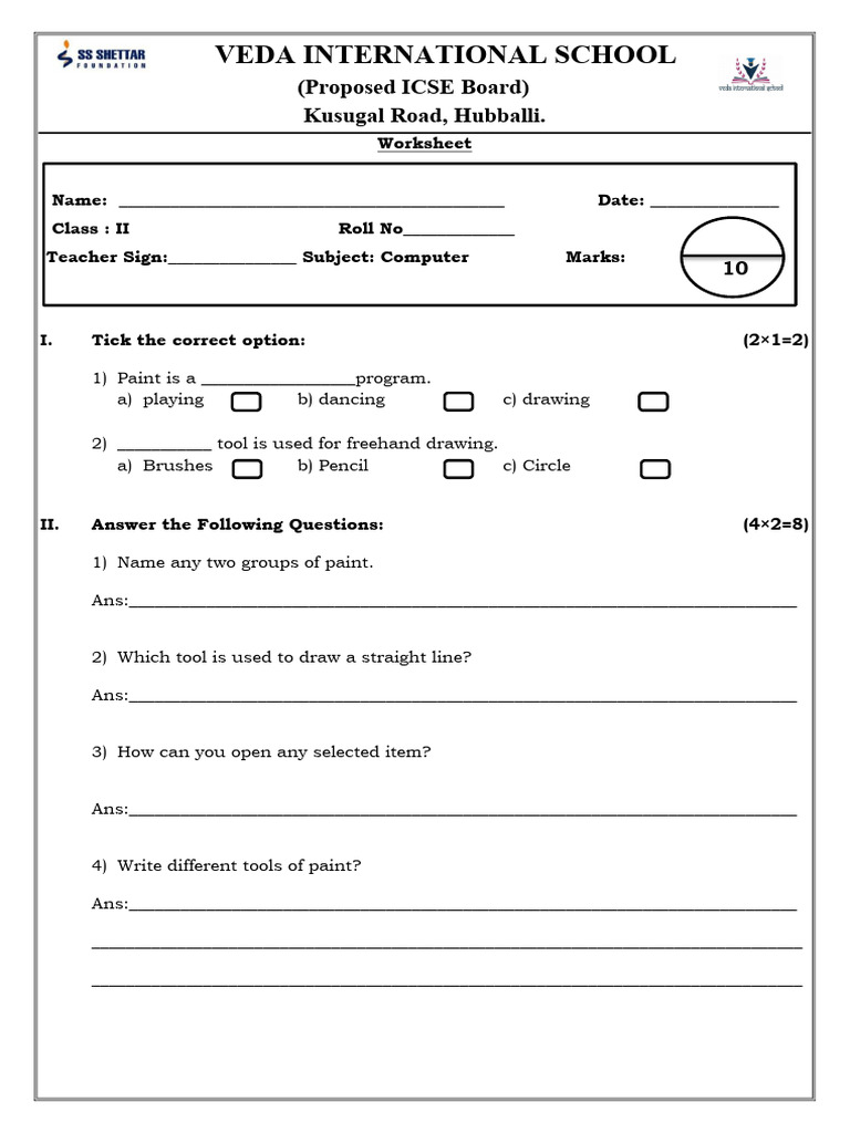 Grade2 Computer STD Worksheet 124259 | PDF