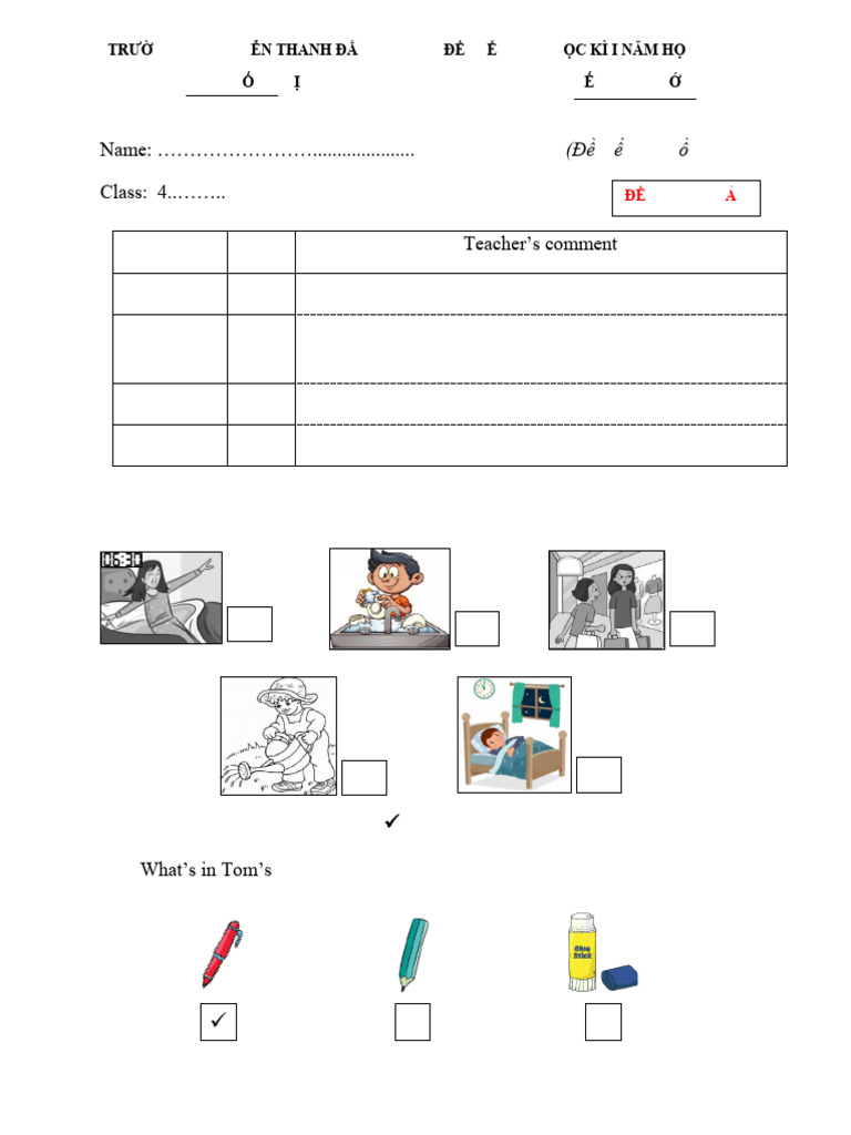 De Kt Thu Ta Hki Extra k4 Nghe Doc Viet Nh 23 24 | PDF