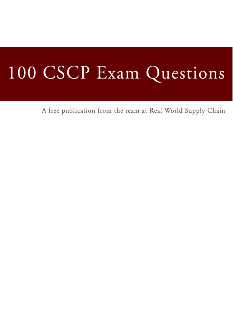 CSCP Questions (Real World Supply Chain) (Z-Library) | PDF | Supply Chain Management | Supply Chain